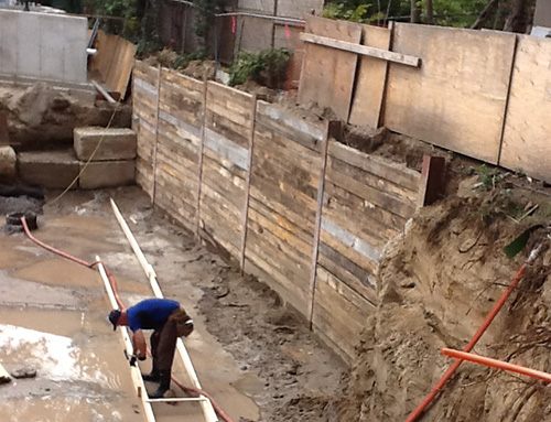 Oakville Residential Shoring Contractor - Soldier Pile and Timber Lagging